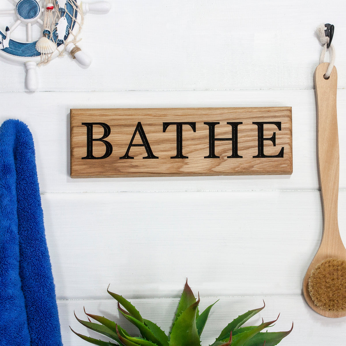 Oak Bathroom Signs – Relax or Bathe – PeakHeritage
