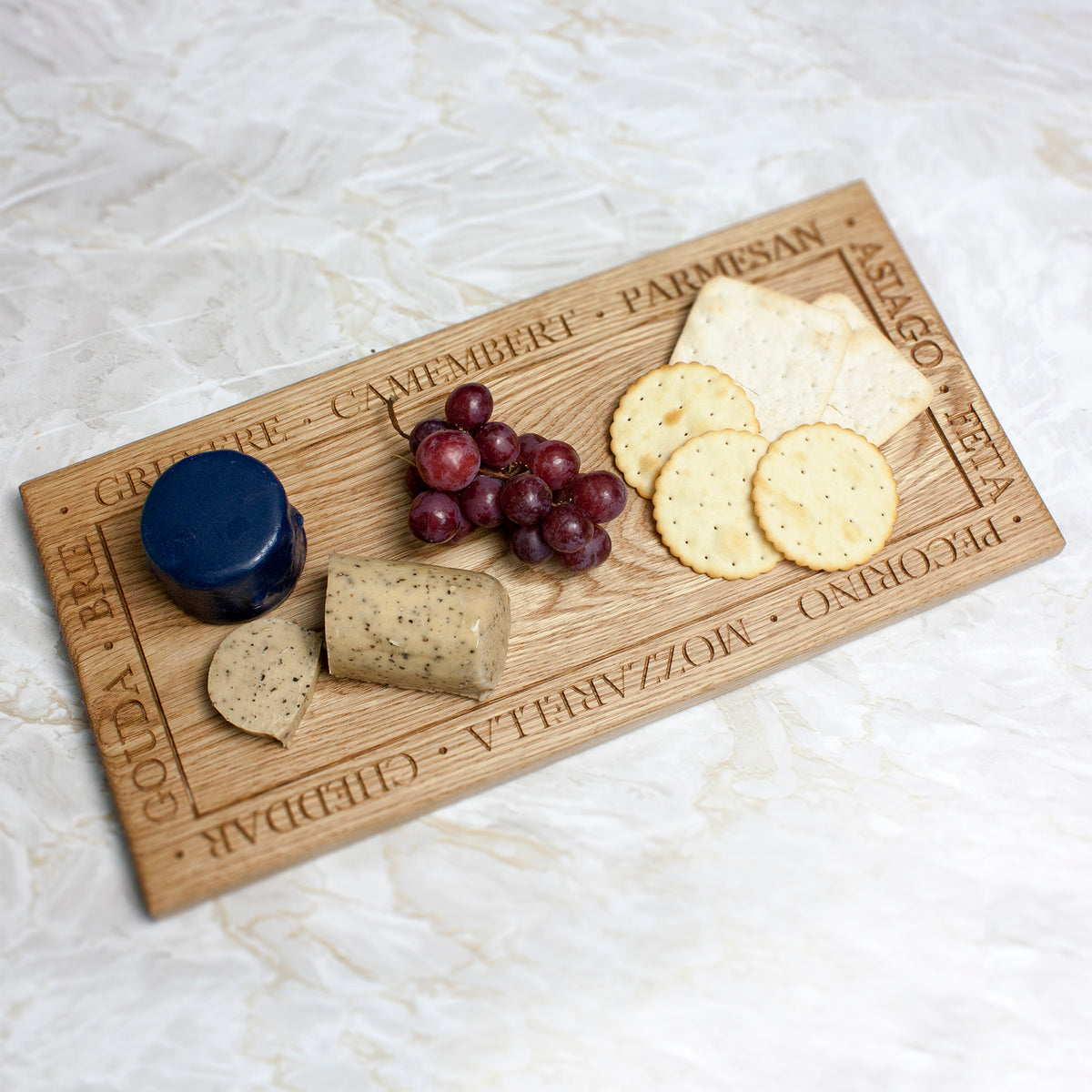 Oak Cheese Board with 10 Cheese Names – PeakHeritage