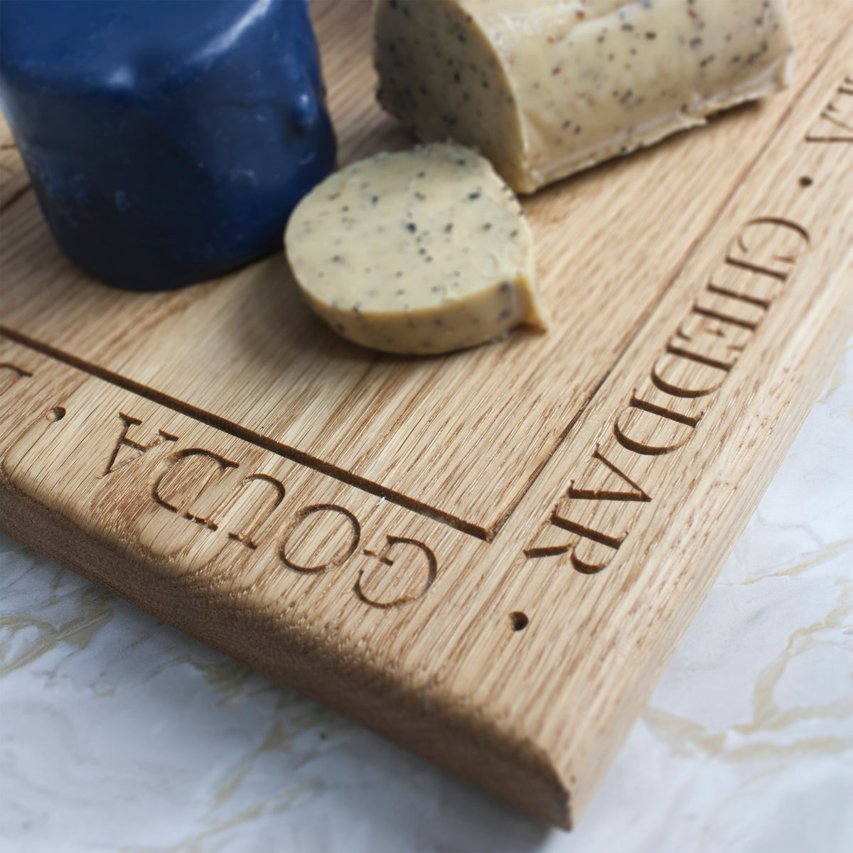 Oak Cheese Board with 10 Cheese Names – PeakHeritage