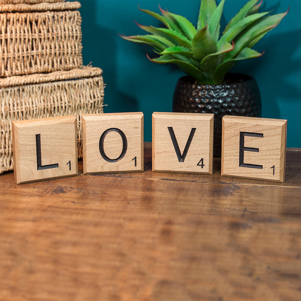 Oak Scrabble Tiles - Love – PeakHeritage